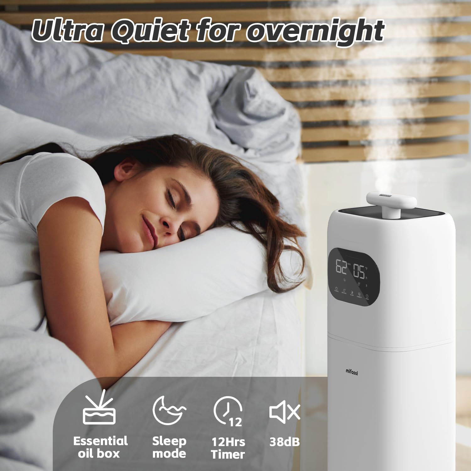 Humidifier Large Room, 2.3Gal/9L Plants Humidifiers for Bedroom with with Timer, 360°Nozzle, Room Cool Mist Humidifier with Aroma Box, School, Office, Warehouse