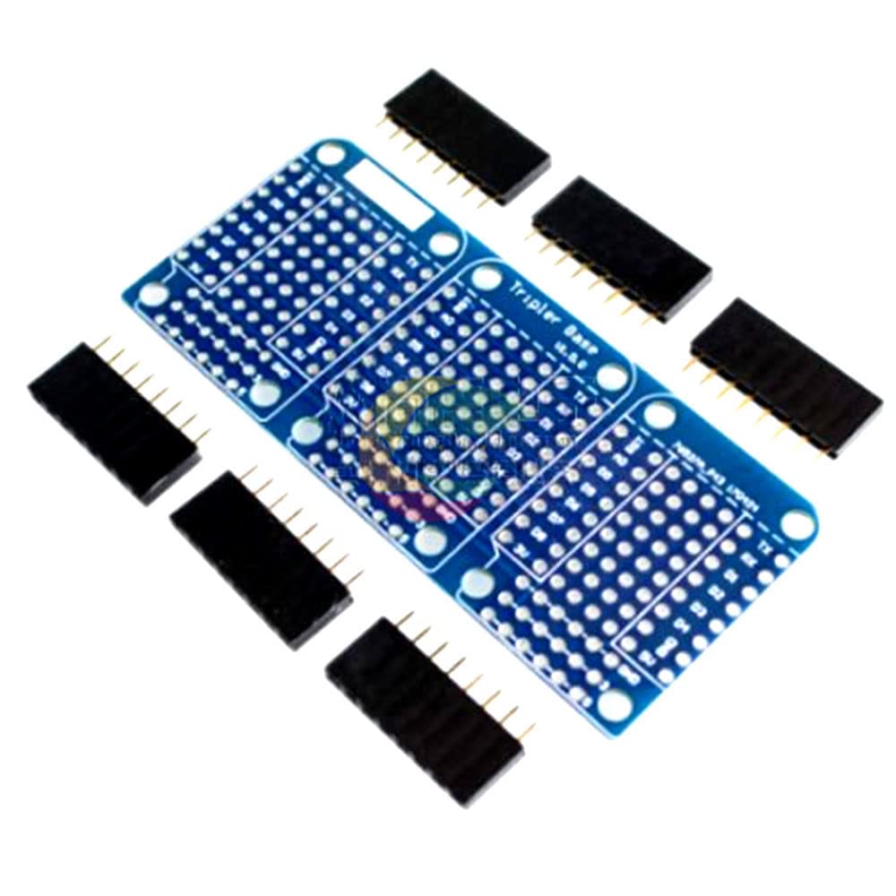 for Wemos D1 Mini Triple Socket Triplet Base Shield Board NodeMCU Compatible ESP8266 Development Base Board Module with Pins