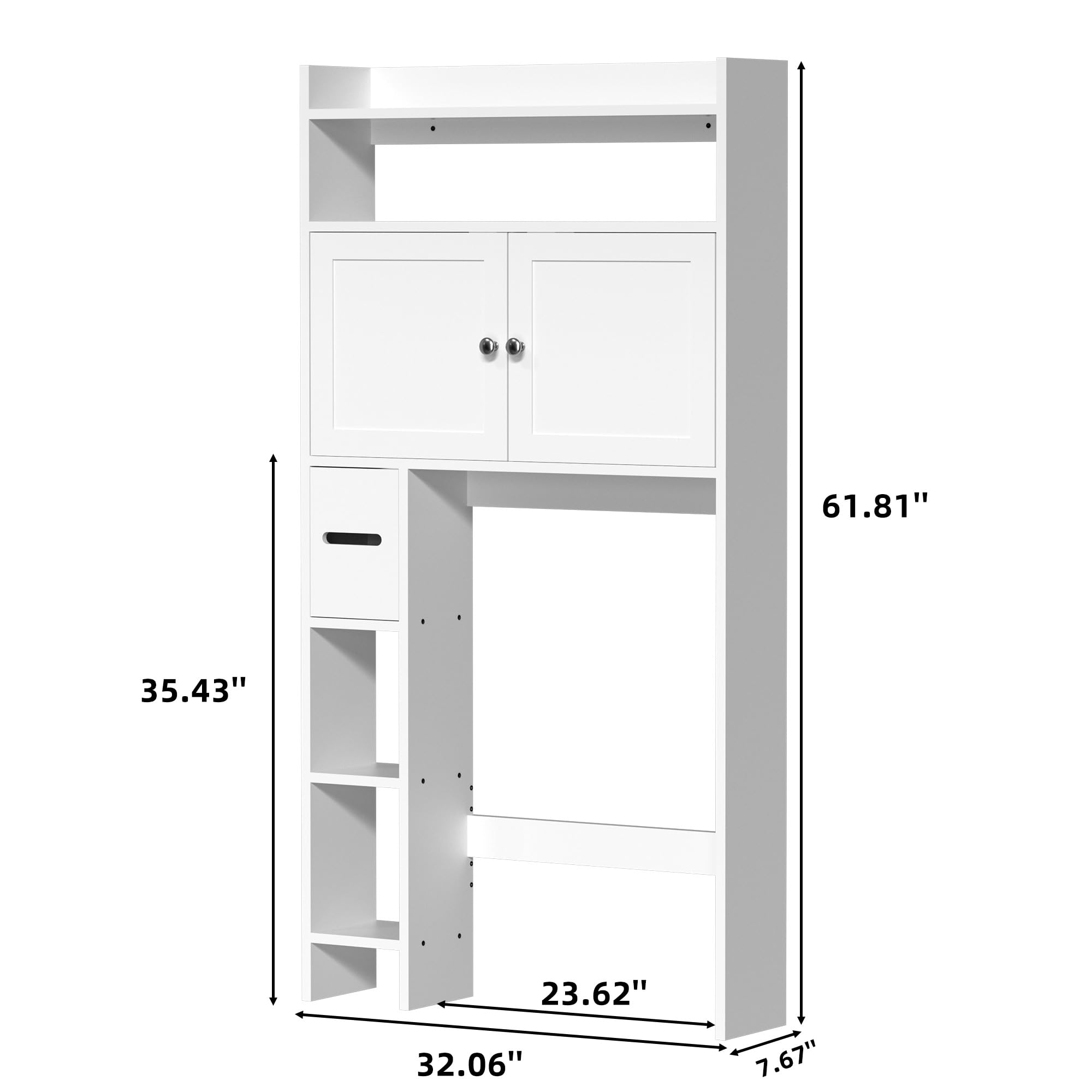 MU Over The Toilet Storage Cabinet with Side Shelves, Bathroom Storage Organizer, Space-Saving Toilet Storage Rack for Bathroom, Laundry (Farmhouse)
