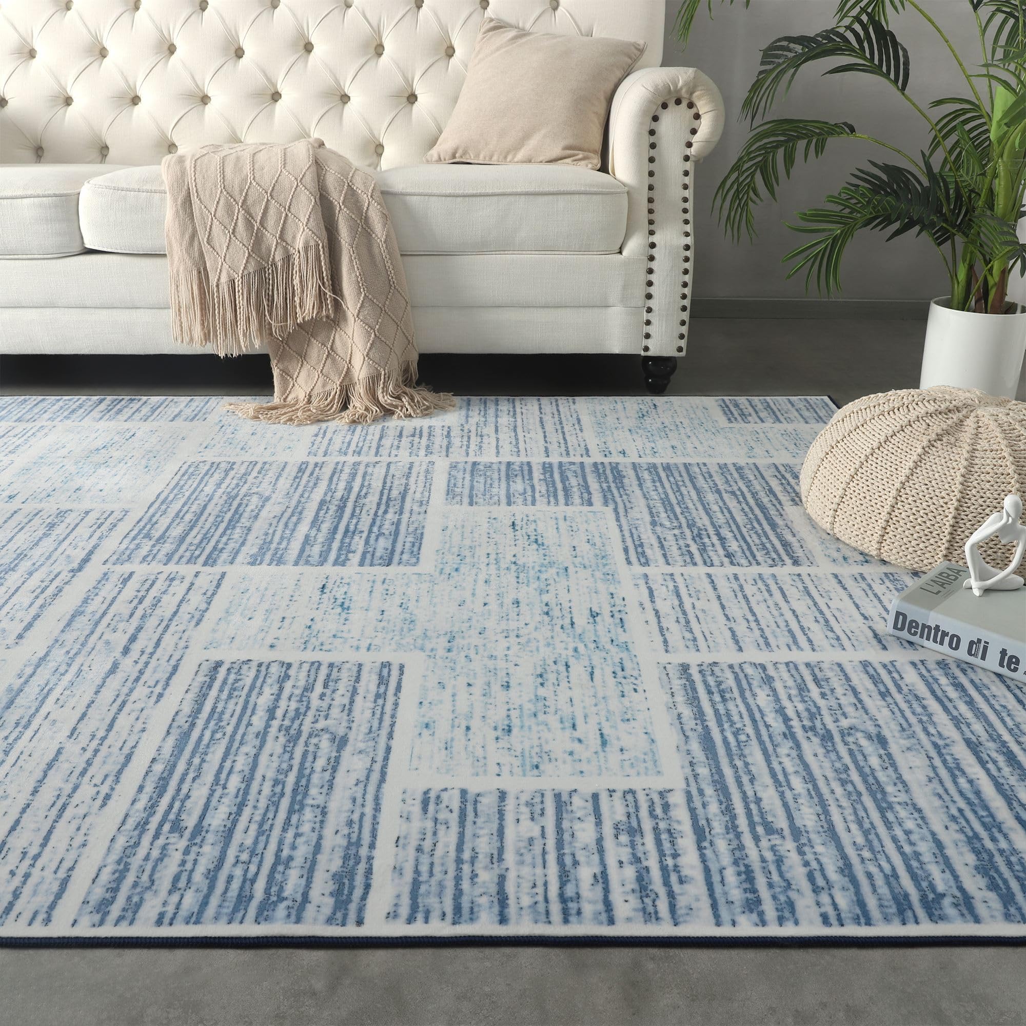 Machine Washable Livingroom Rug, Ultra Soft Area Rug 5x8, Non Slip Abstract Modern Rug Foldable, Geometric Indoor Floor Rug Bedside Carpet for Bedroom Dorm, Office, Study (Beige)