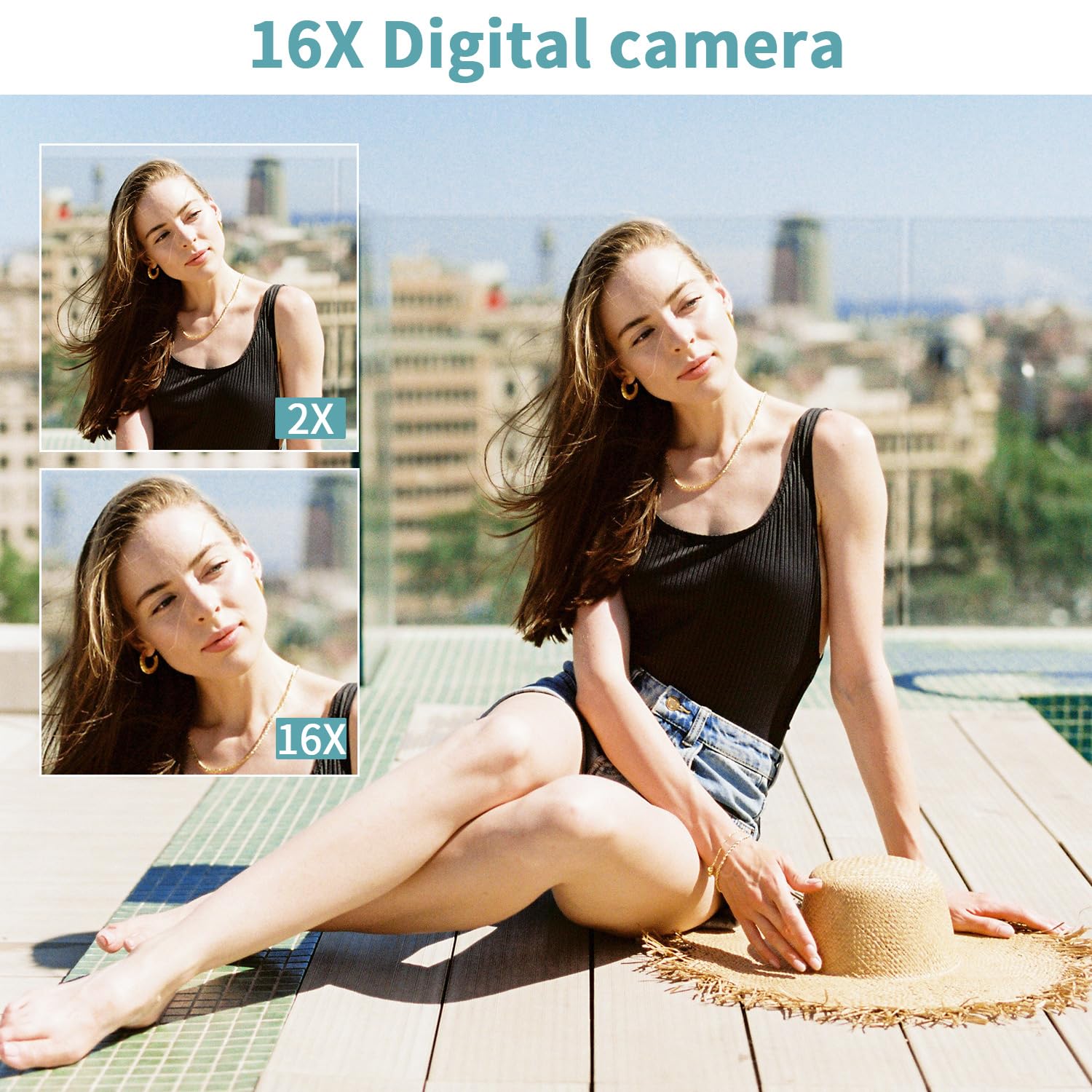 Digital Camera with LCD Screen, 1080P 44.0 Mega Pixels Vlogging Camera for Teens, Kids Boys and Girls,Compact Camera Mini Camera with 16X Digital Zoom Vlogging Camera for Teens, Kids