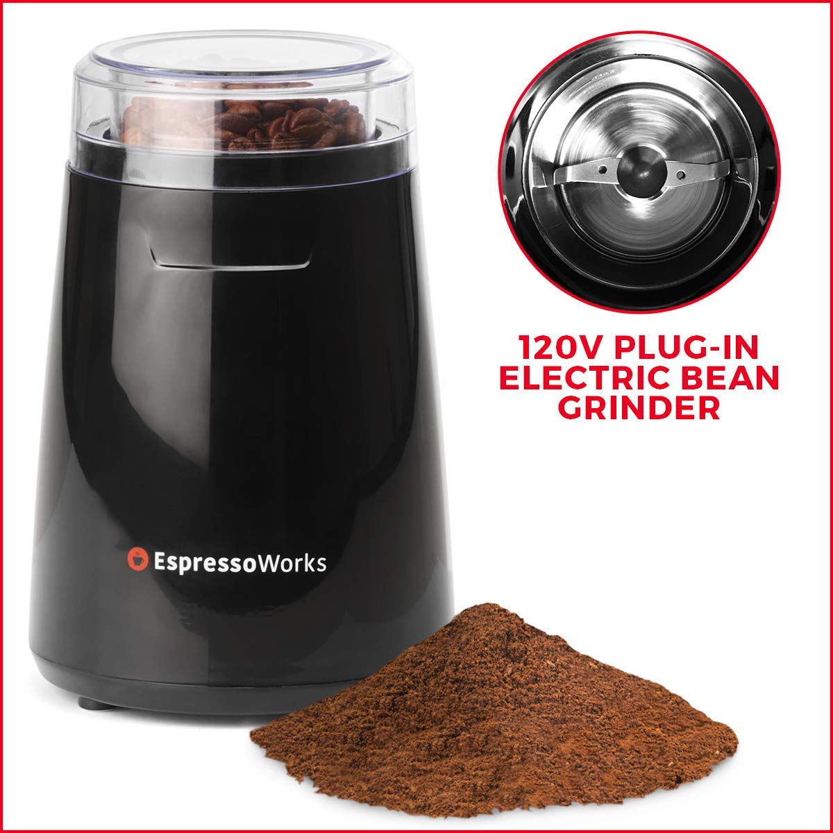 EspressoWorks All-In-One Espresso Machine with Milk Frother 7-Piece Set - Latte Maker Includes Grinder, Frothing Pitcher, Cups, Spoon and Tamper - Coffee Gifts (Stainless Steel)