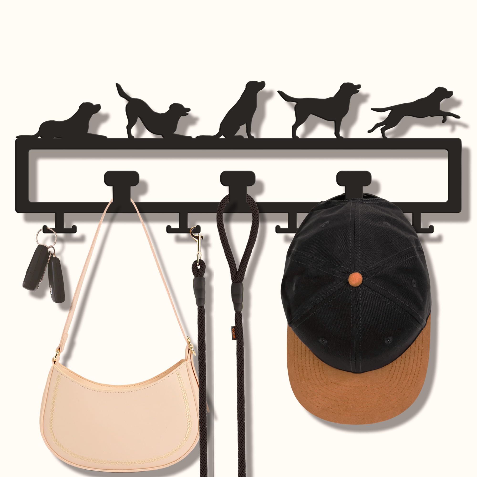 Labrador Retriever Leash Hook, Key Holder Wall Mounted, Dog Accessories Storage, Hat Organizer, Baseball Cap Hanger Rack, Gift for Black Golden Lab Man Mom, Home House Room Kitchen Decor Art sign