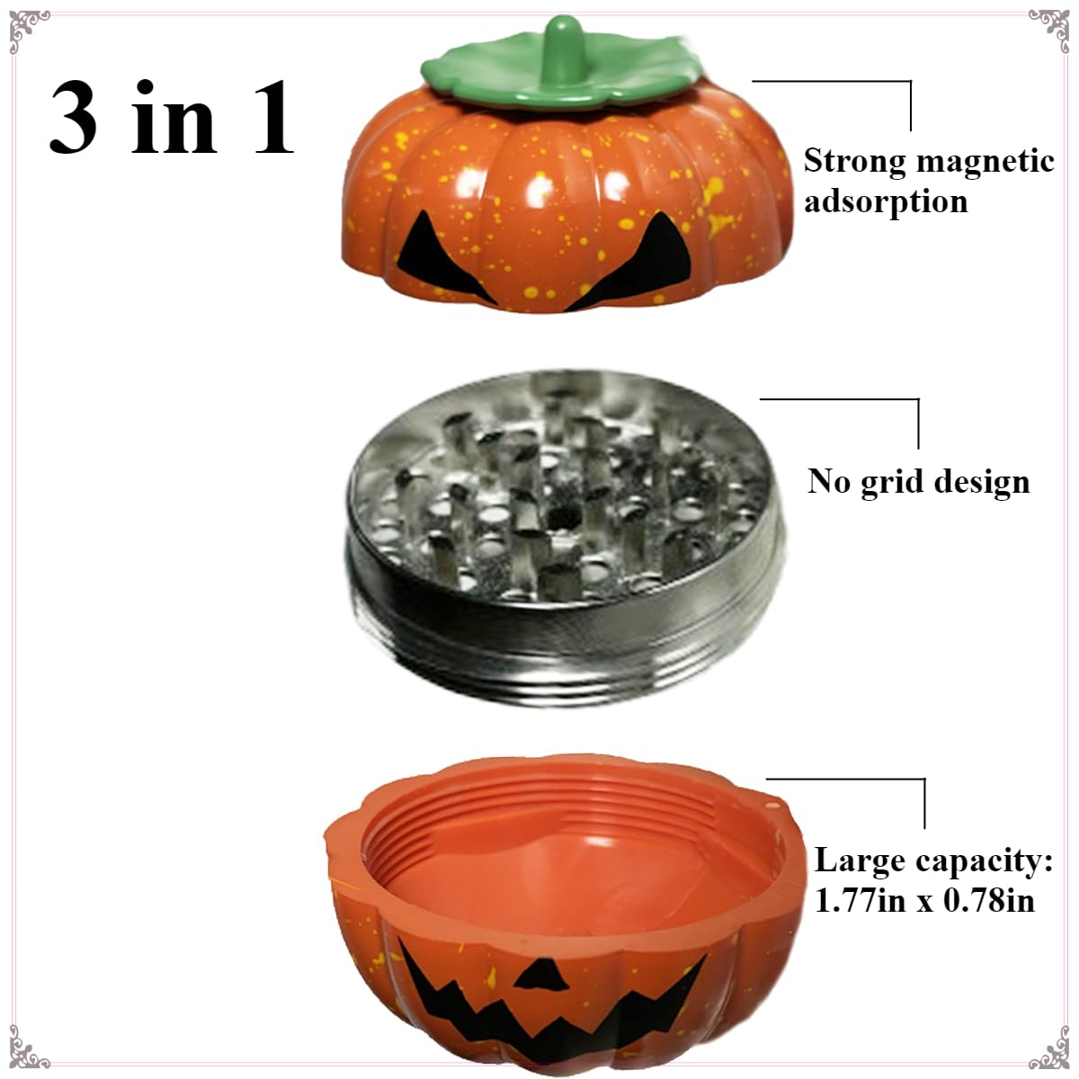 Spice Grinder 3 in 1 Pumpkin Shape Grinder Stainless Steel & Plastic 2.36in x 1.97in