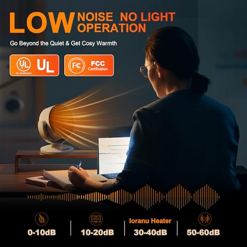 loranu 2 in 1 Fan and Heater Combo for Indoor Use, Oscillating Desktop Heater & Cooler for Home Office Desk, Electric Portable Ceramic Personal Heaters Small & Quiet, Tip-over & Overheat Protection