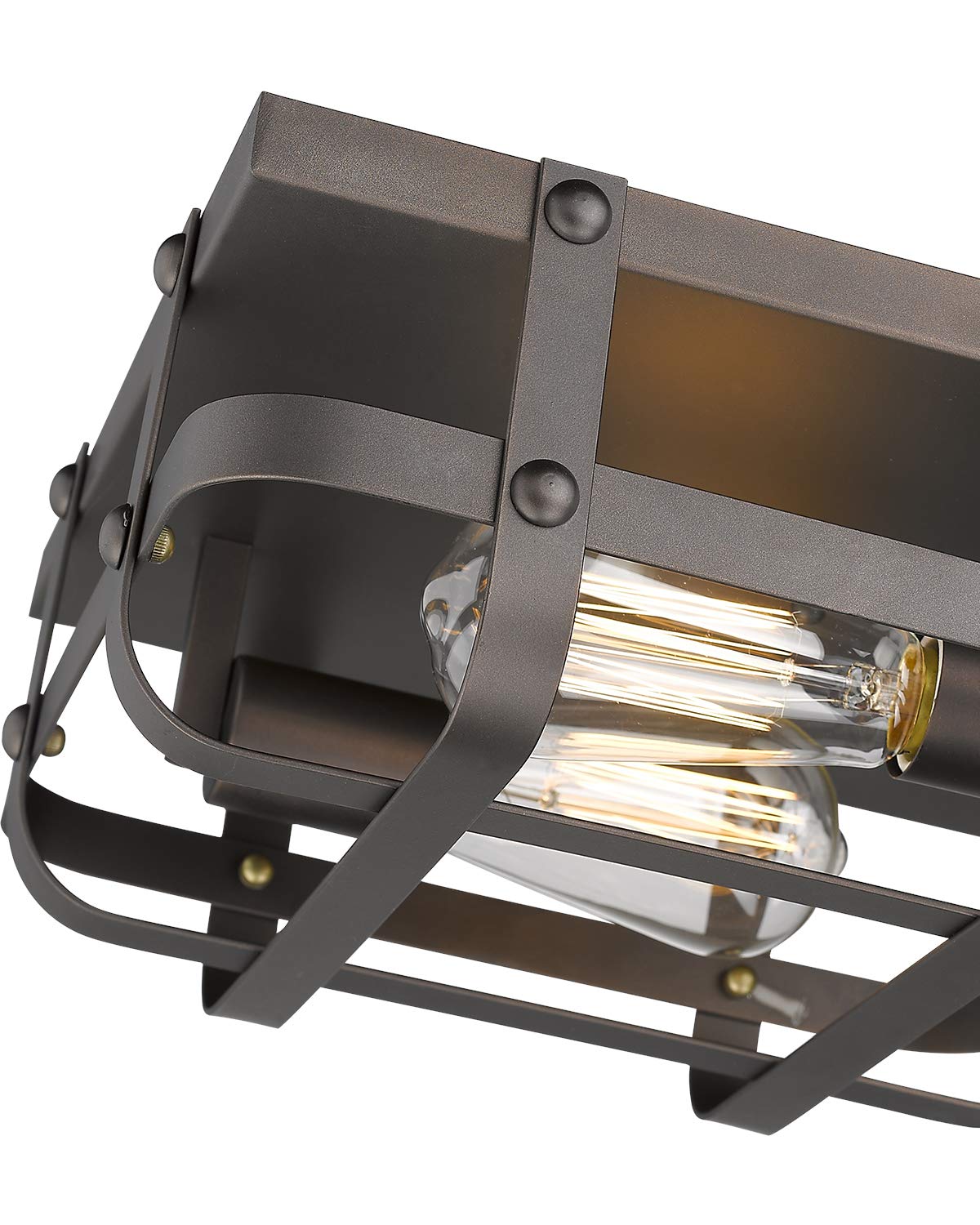 Emliviar Industrial Ceiling Light, Farmhouse 2-Light Flush Mount Ceiling Light, Oil Rubbed Bronze Finish, YE19102-FL ORB