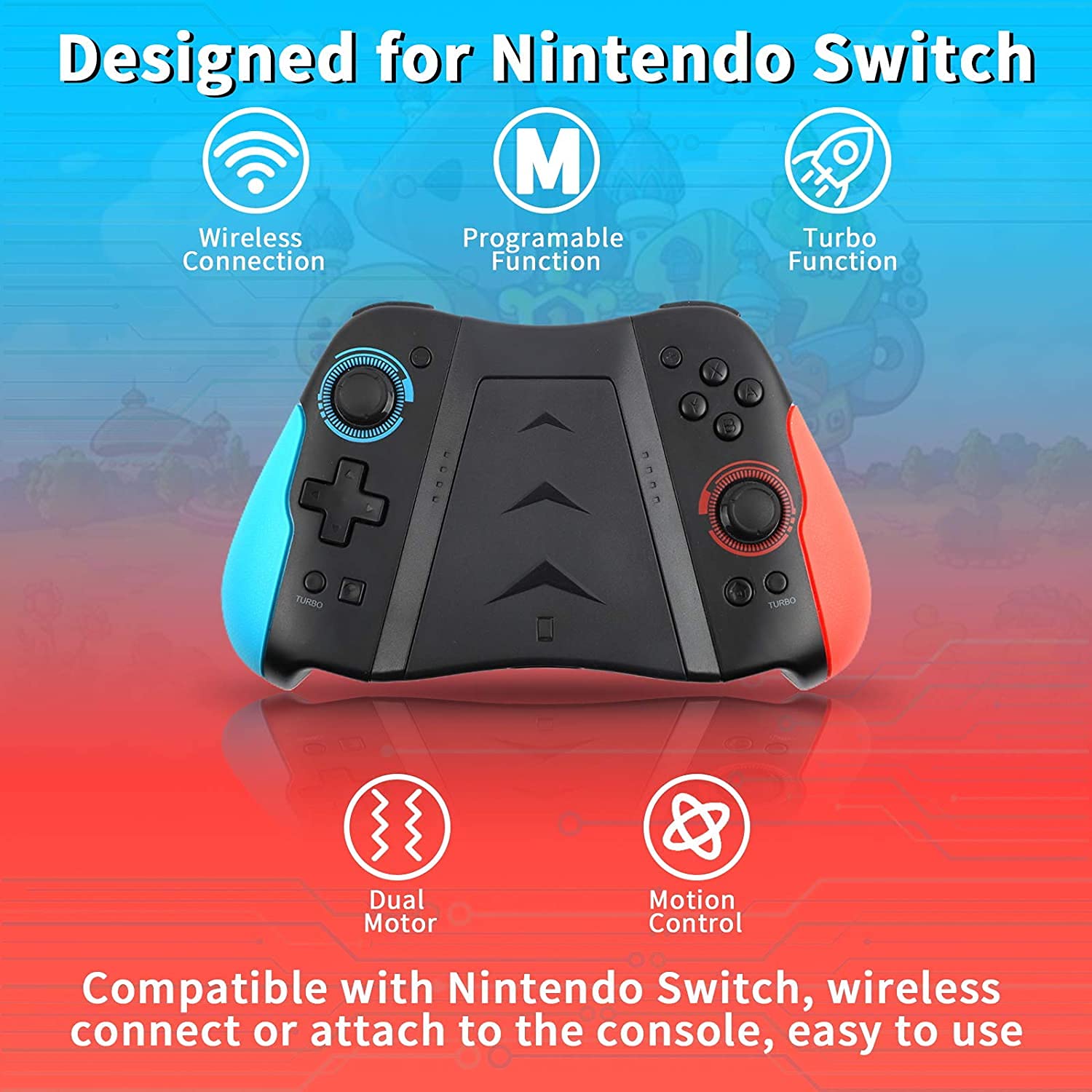 GEEKLIN Wireless Controller for Switch, Replacement for Nintendo Switch Controllers Joycon, Pro Controller with Programmable Macros, Turbo and Dual Vibration