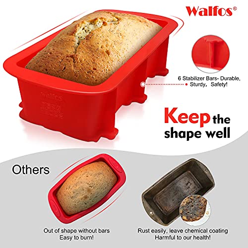 Walfos Silicone Loaf Pan - Non-Stick Silicone Bread Pan, Just PoP Out! Perfect for Bread, Cake, Brownies, Meatloaf, BPA Free & Dishwasher Safe