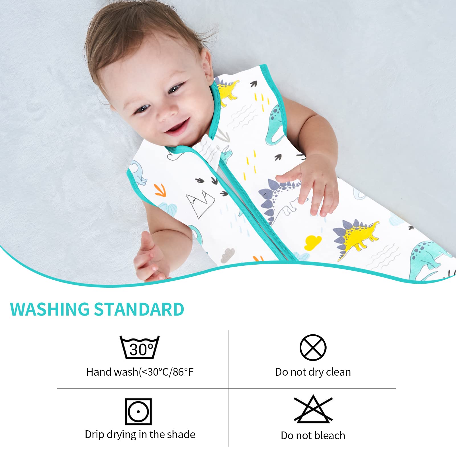 IULONEE Baby Sleep Sack, Infant Wearable Blanket Breathable Lightweight Soft Sleeveless with Zipper Swaddle Transition Sleeping Bag Fits Babies Age 0-24 Months Toddler (Blue Dinosaur, M)
