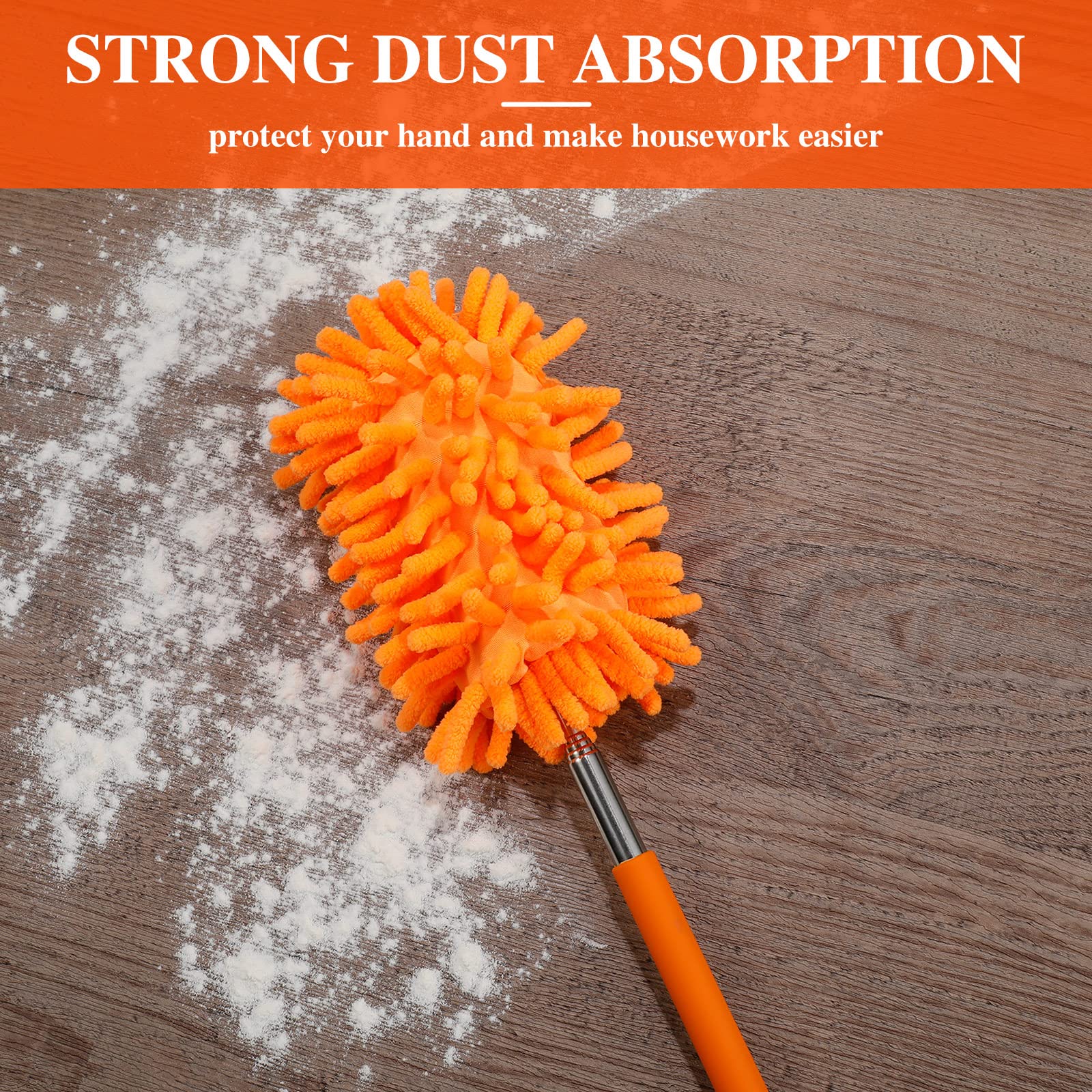 Microfiber Duster Refills Dusters Surface Refills Washable Duster Replacements Head for Sweeper Household Cleaning Dusting Furniture, 6 x 4 Inches (Handle is Not Included) (Orange, 10 Pcs)