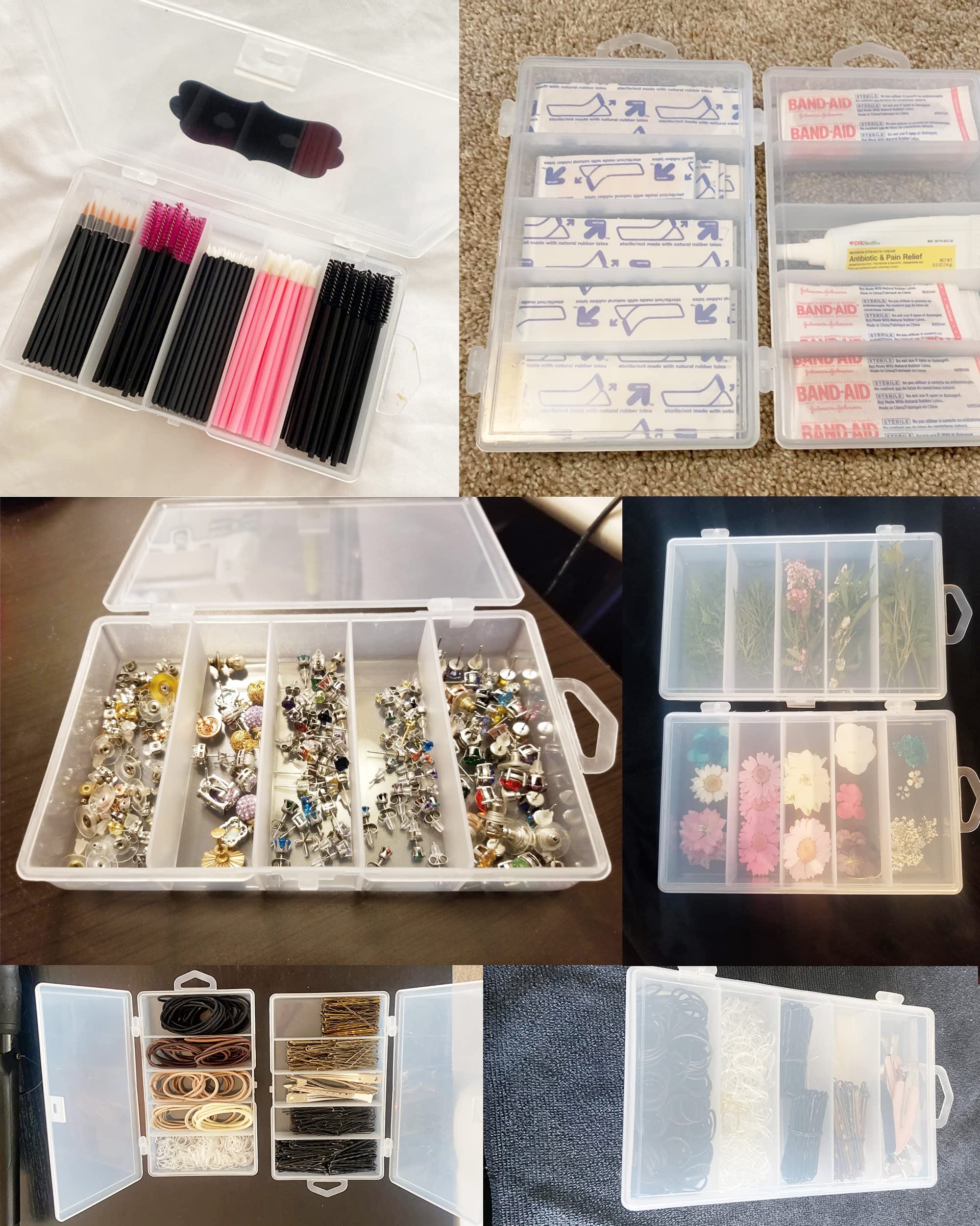 Honbay 2PCS Clear Visible Plastic Fishing Tackle Accessory Box Fishing Lure Bait Hooks Storage Box Case Container Jewelry Making Findings Organizer Box Storage Container Case (M:7"x4.3"x1.2")