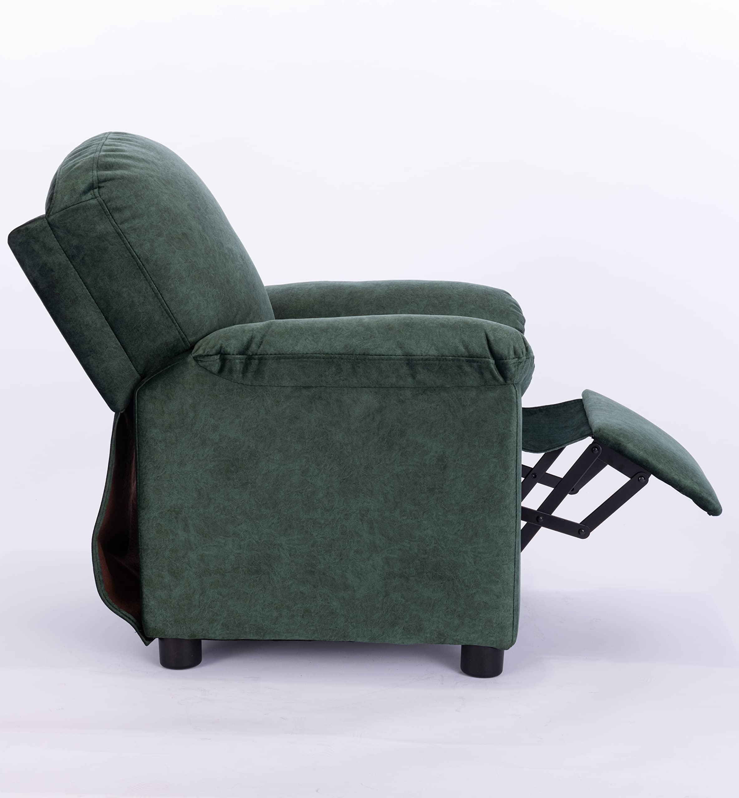Q-Max Sofa Chair with Pillow Top Armrest and Footrest, Green Finish Children Recliner