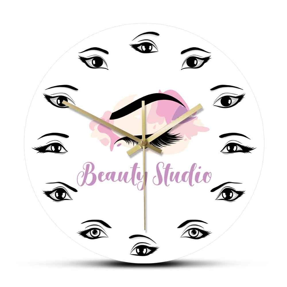 Geek Alerts Mute Quartz Printed Acrylic Wall Hanging Clock Eyelashes Beauty Studio Decor Art Wall Non Ticking Watch Beauty Salon Lash and Brow Groomer Gift (15inch)