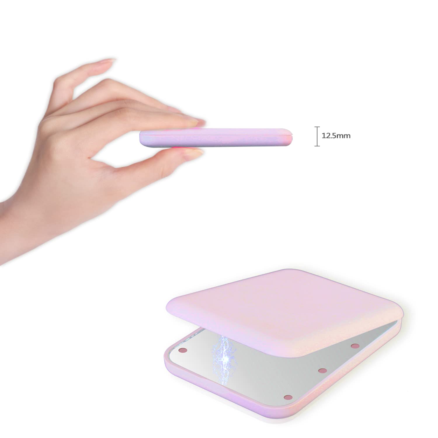 iHMeiju Pocket Mirror with LED Light, 1X/3X Magnification LED Compact Travel Makeup Mirror, Lighted Travel Mirror for Purse,Handbag,Pocket,Handheld 2-Sided Makeup Mirror. (Pink)