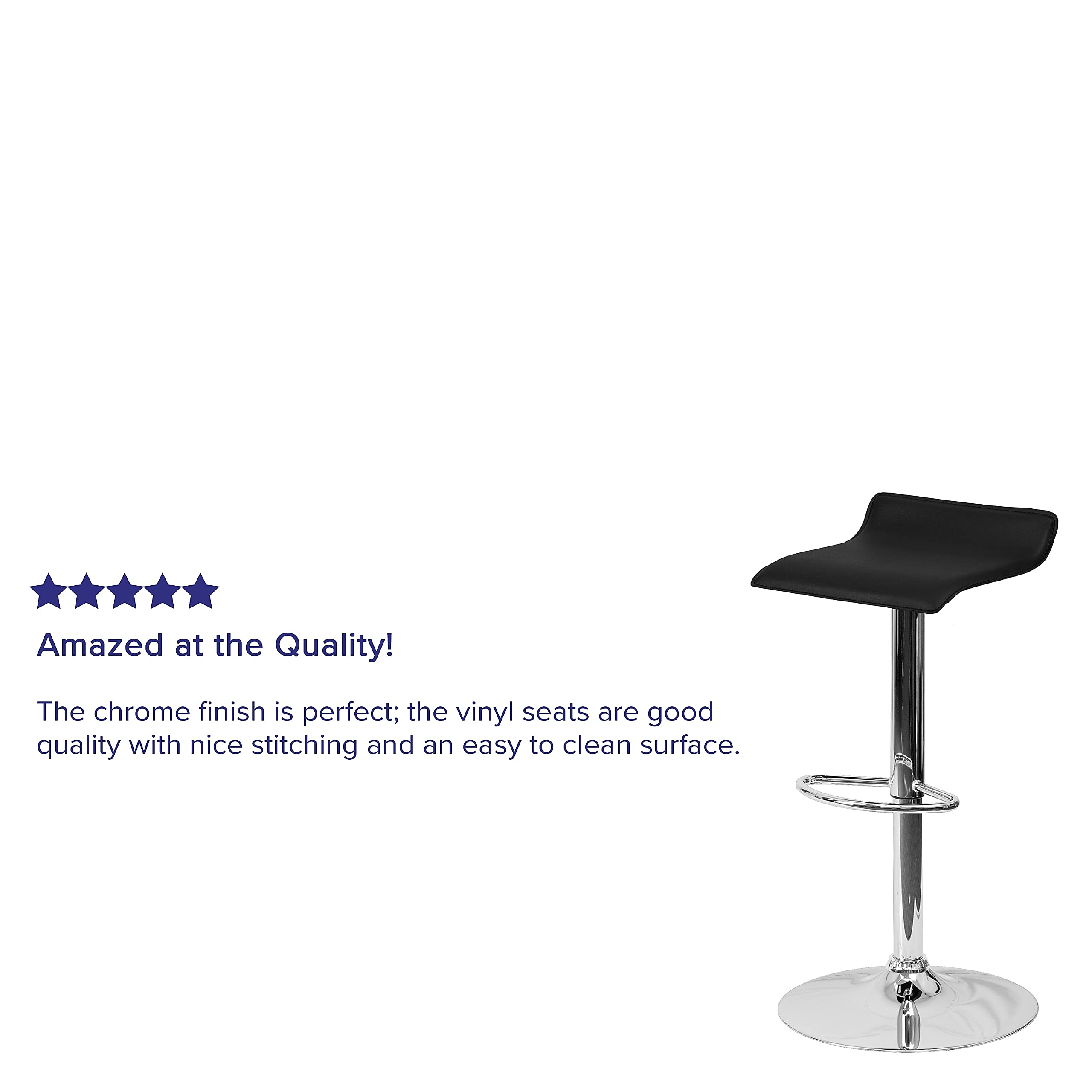 Flash Furniture 2 Pack Contemporary Red Vinyl Adjustable Height Barstool with Solid Wave Seat and Chrome Base