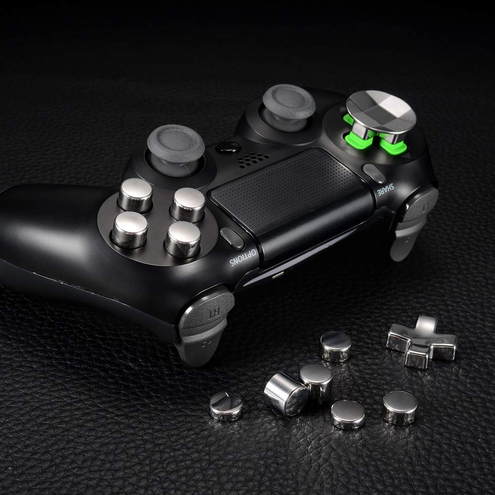 eXtremeRate Magnetic Metal Bullet Buttons for PS4 Controller, Adjustable D-pad Dpads, Repair Kit Replacement Parts for PS4 Slim Pro Controllers (23 in 1)