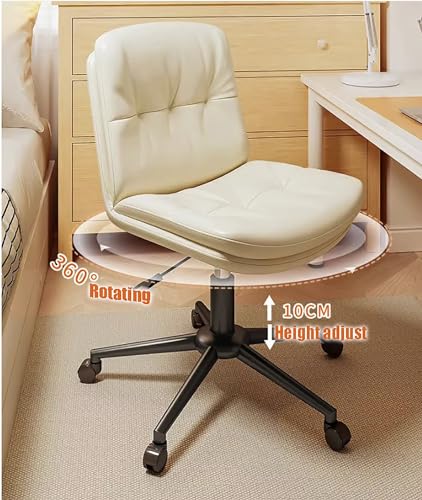 Ergonomic Office Chair, Desk Chairs with Wheels Leather Comfortable Computer Home Office Study Dresser Swivel Chair (Color : Black)