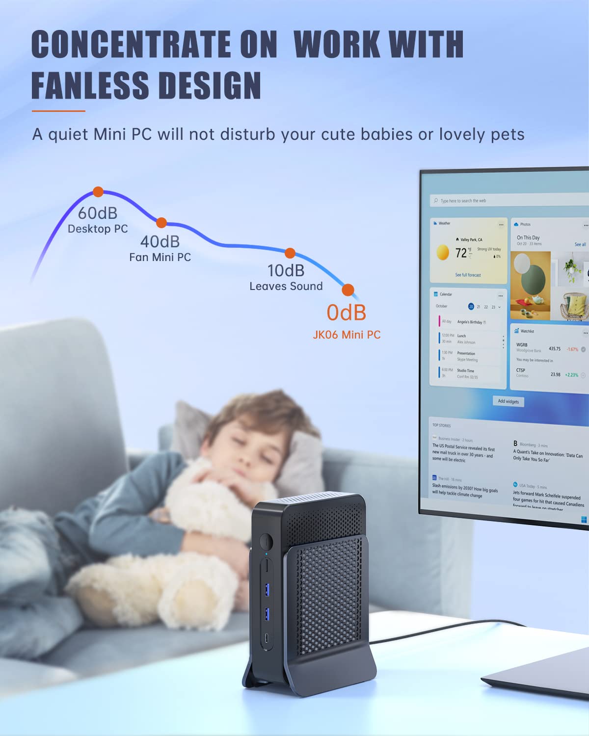 KAMRUI JK06 Fanless Mini PC Windows 11, Intel 11th Gen N5100 Desktop Mini Computers, 8GB DDR4 256GB ROM Tiny Small Computer Tower Support 4K UHD, Business Micro PC with Type C/USB 3.0/LAN/Dual WiFi