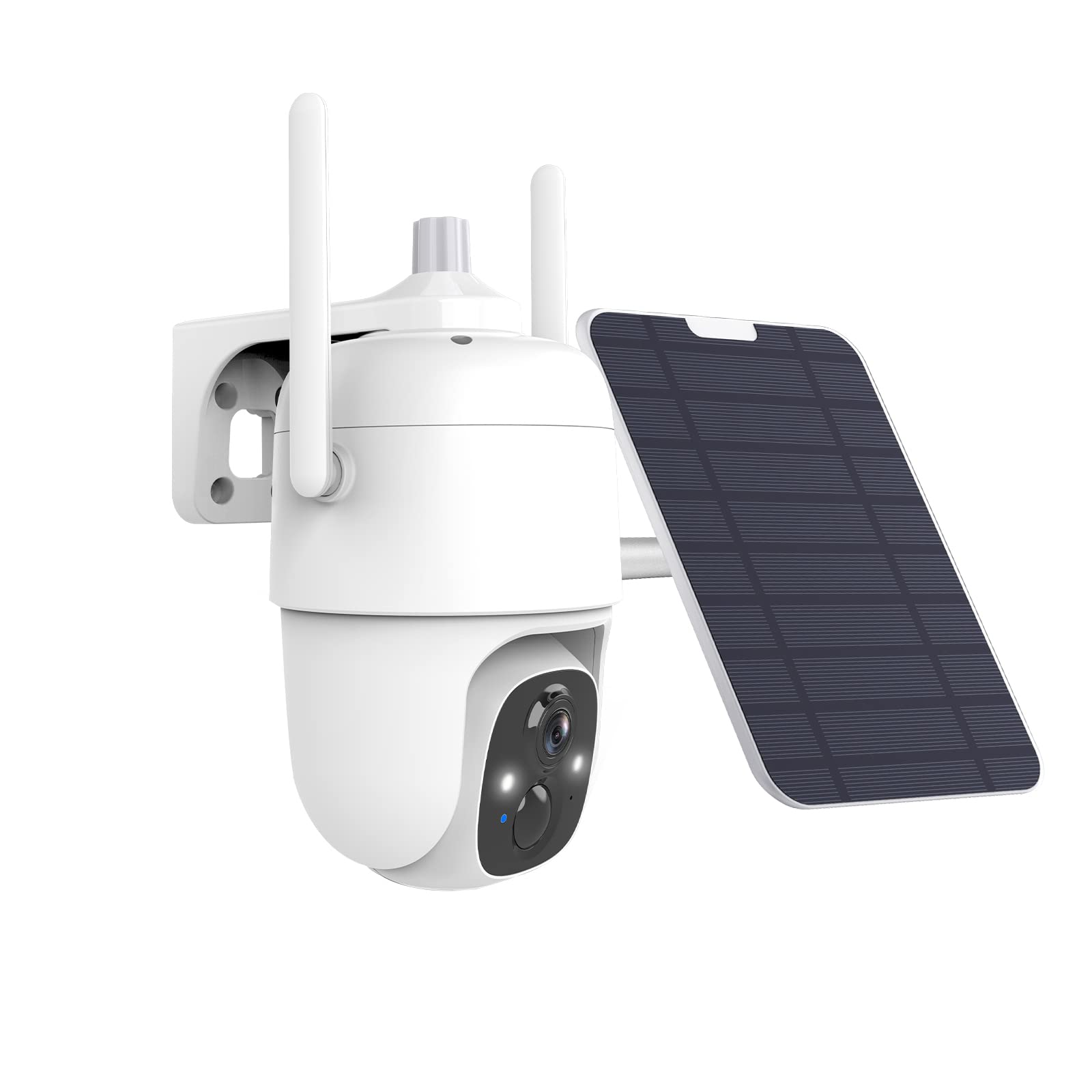 Hulkvis Solar Security Camera Outdoor Wire-Free Rechargeable Battery Powered Camera, with PIR Motion Detection Starlight Night Vision Spotlight Pan Tilt Two-Way Talk