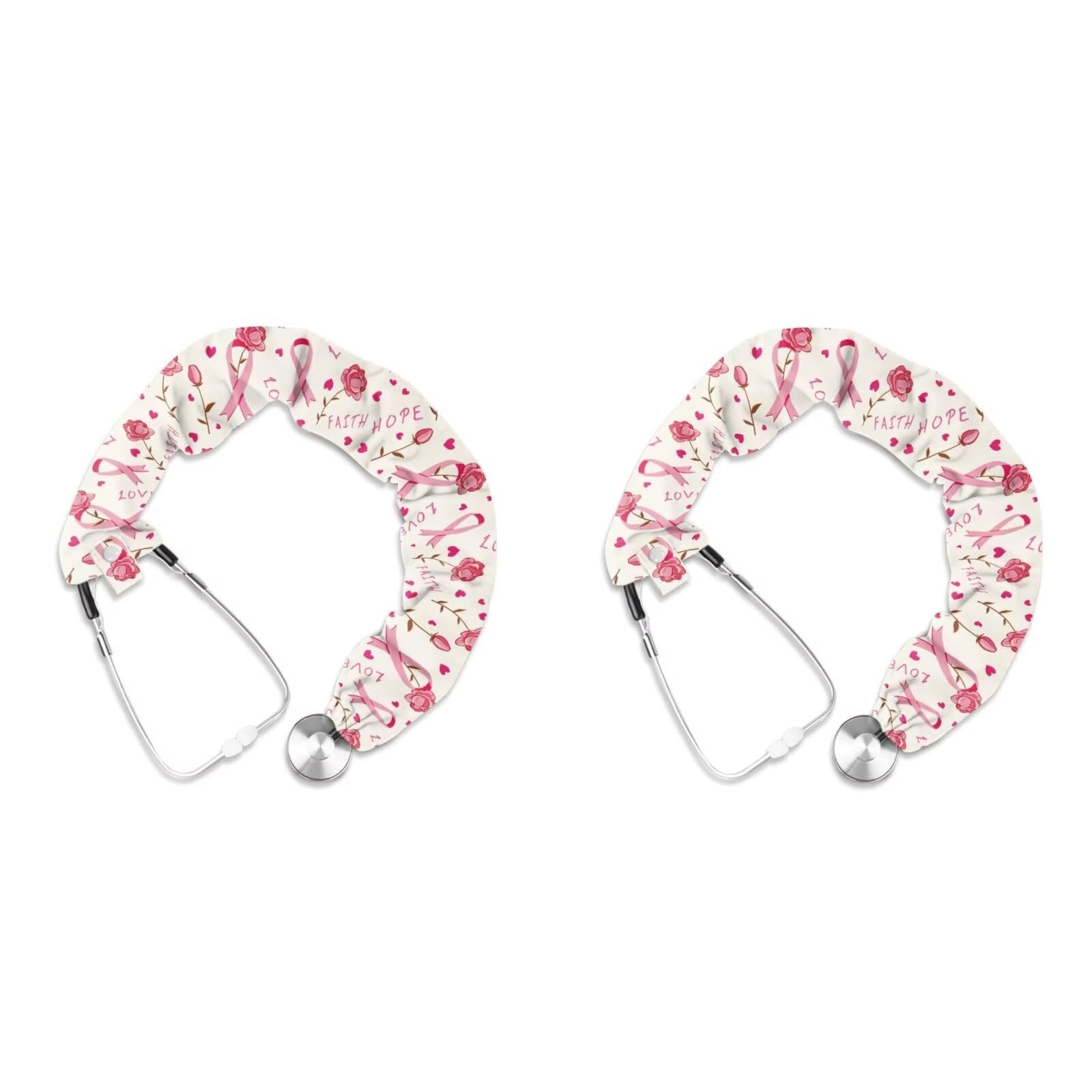 Luarisgur 2Pcs Stethoscope Cover Sleeve Nurse Stethoscope Accessories Pink Love Stethoscope Covers for Nurses Doctors Stretchy Stethoscope Cover Scrunchie Protective Cover