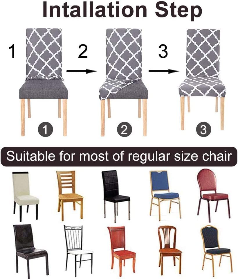 Printed Elastic Stretch Chair Cover Spandex Dinning Room Kitchen Chair Slipcovers Protector for Wedding Banquet Party E23 4 pcs