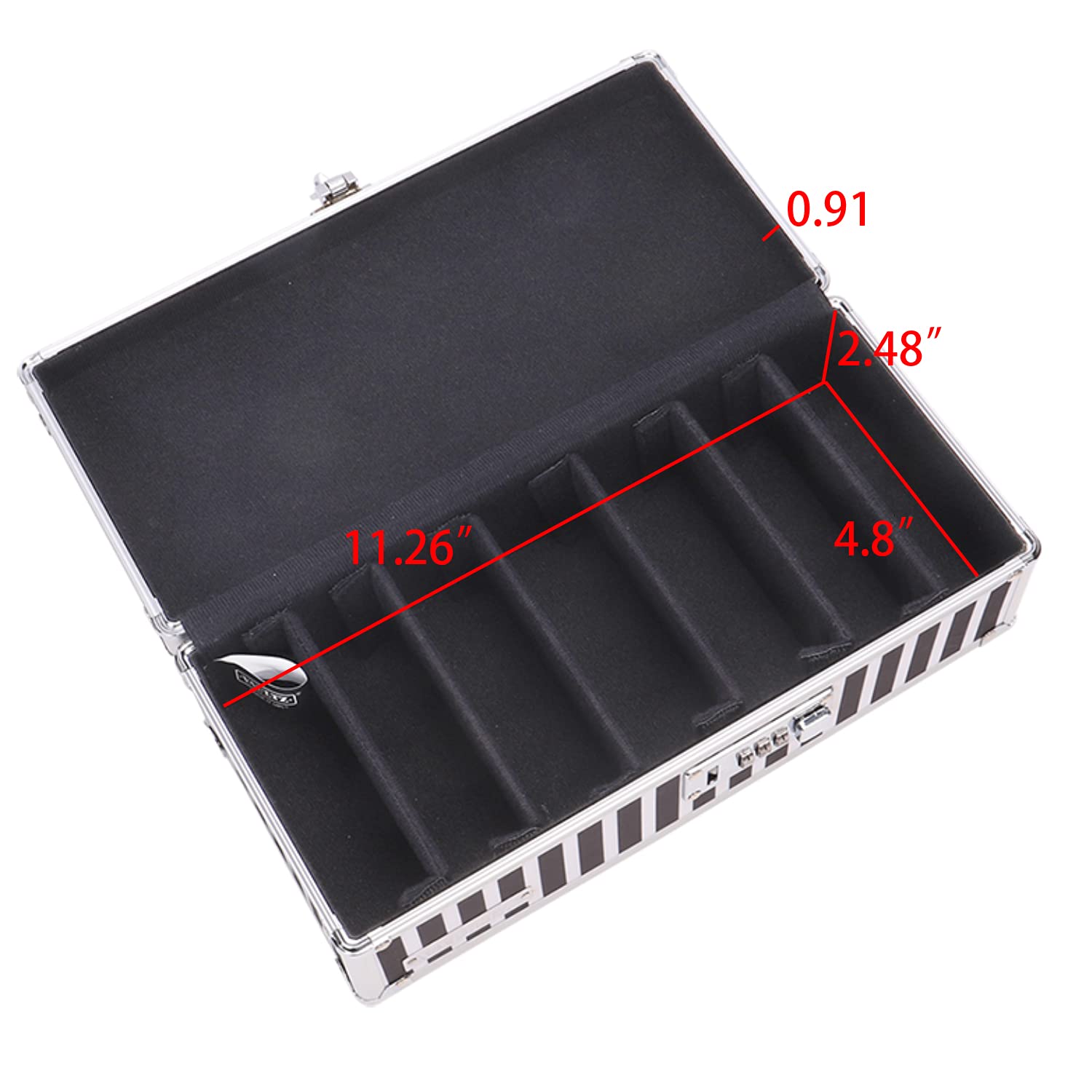 Vaultz Locking Medicine Storage Box with Combination Lock, 3.75" x 11.88" x 5.25", Black & White Stripe (VZ00345)
