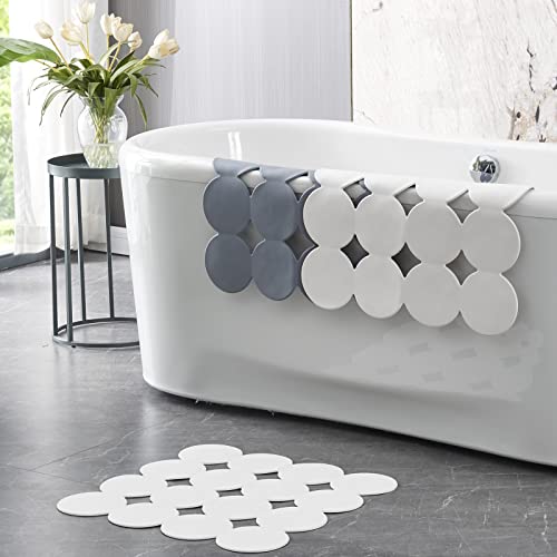 Webos Anti Slip Shower Mat: Natural Rubber Non Slip Bath Mat for Tub with Strong Suction Cups Bathtub & Tub Mats for Elderly and Kids Bathroom Square Shower Floor Stall matt (Grey, 21X21)