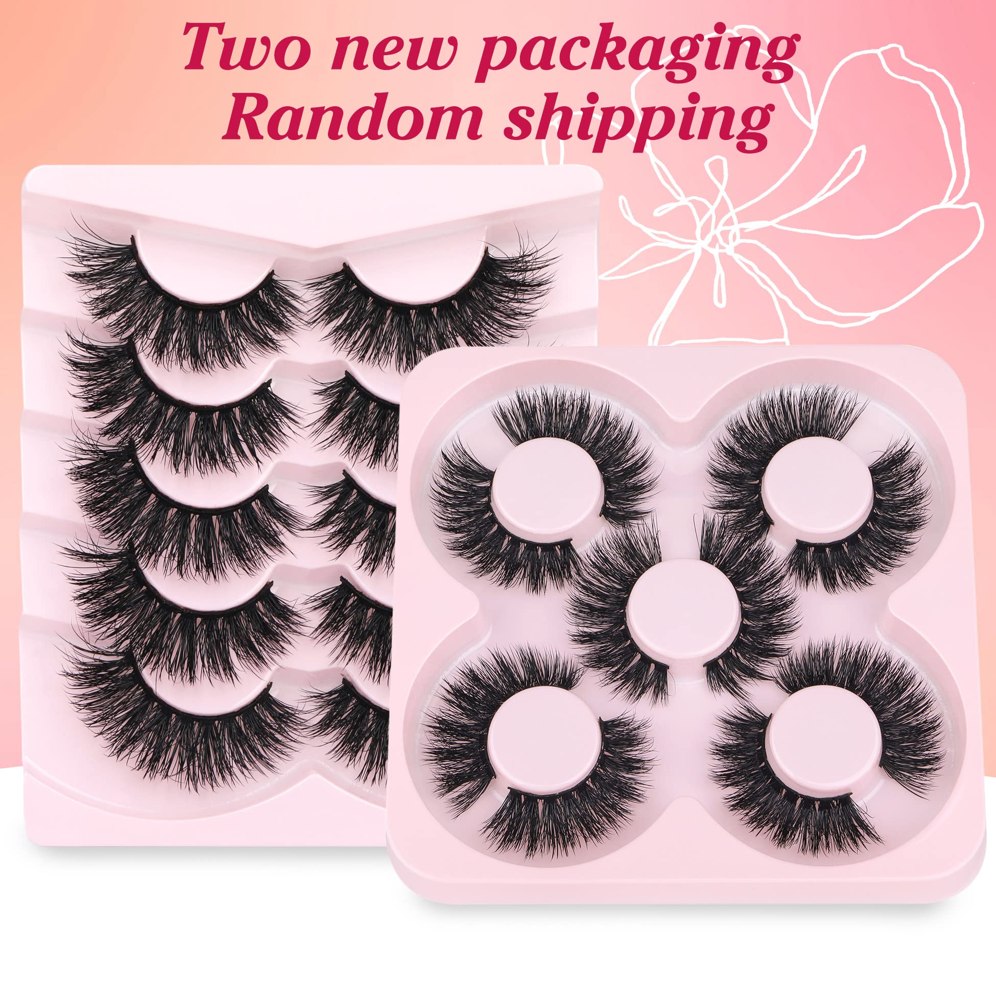 Mink Lashes Natural Fake Eyelashes Fox Eye Lashes That Look Like Extensions D Curl Flat Wispy Fluffy Cat Eye False Eyelashes Pack by EYDEVRO, 17mm
