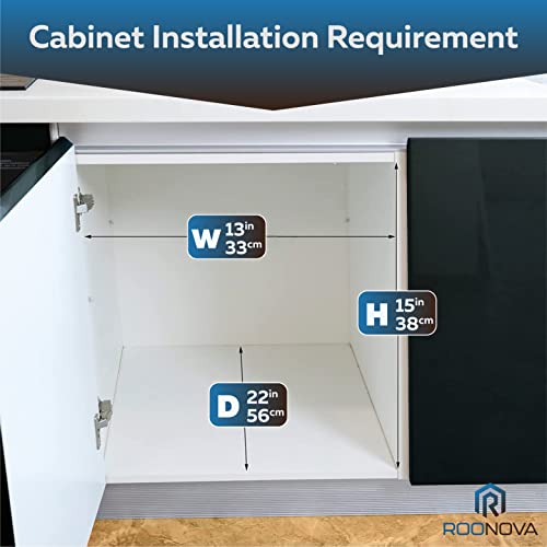 ROONOVA: Pull Out Bin Rack | Durable Chrome Finish & Adjustable Frame | Heavy Duty Steel | Slides Under Kitchen Cabinet | Trash Can Clips | Compatible with Various Size Bin | Trash Can Not Included