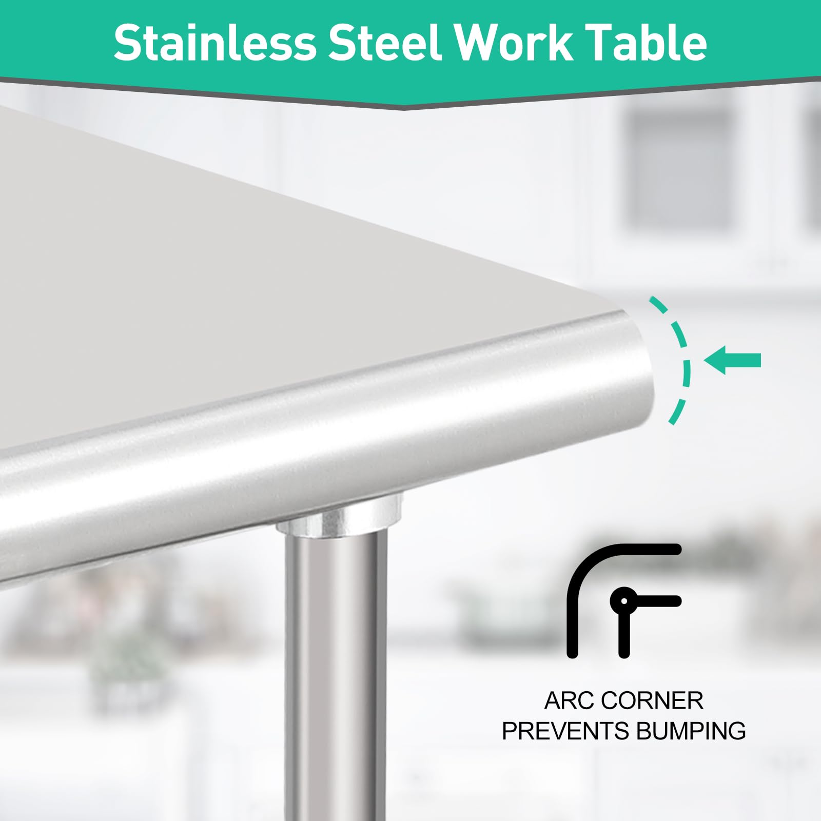Stainless Steel Table for Prep & Work with Casters Wheel - 30"x24"x35", Double Layer with No Back Panel, NSF Certified Work Table for Kitchen, Garage, Restaurant, and Commercial Use