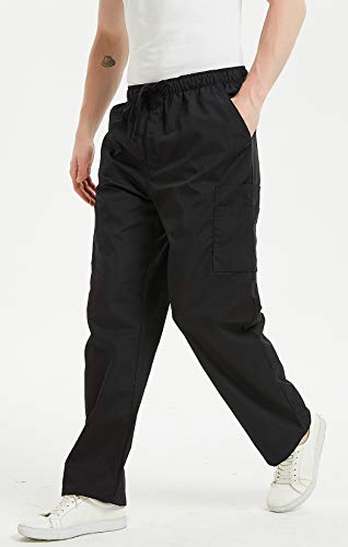 VOGRYE Men's Scrubs Pant Cargo Scrubs Pant with Poctets (M, Black)
