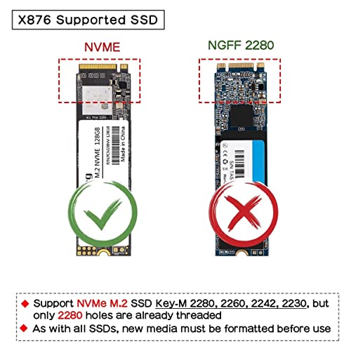 KALEN X876 V1.1 M.2 NVME SATA SSD Ultra-Thin Expansion Board for Model B NAS Storage Module