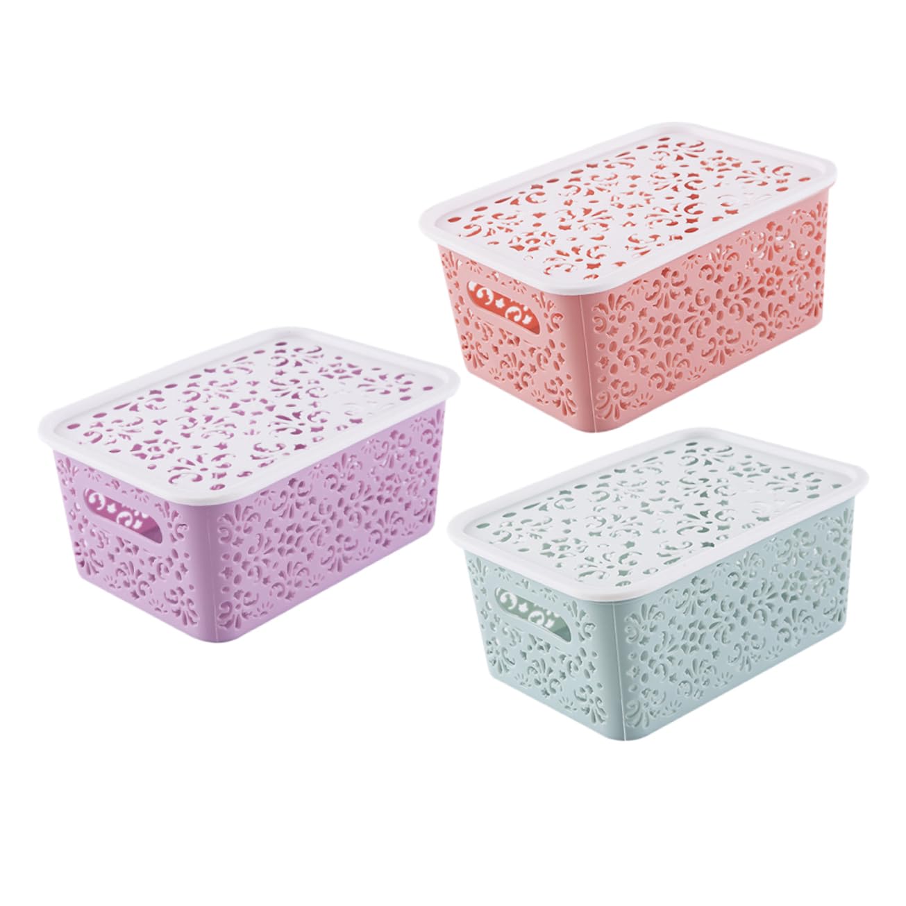 MAGICLULU 3pcs Desktop Storage Box Small Plastic Containers with Lids Storage Boxes with Lids Plastic Storage Bin Plastic Containers with Lids for Storage Plastic Storage Boxes Plastic Boxes