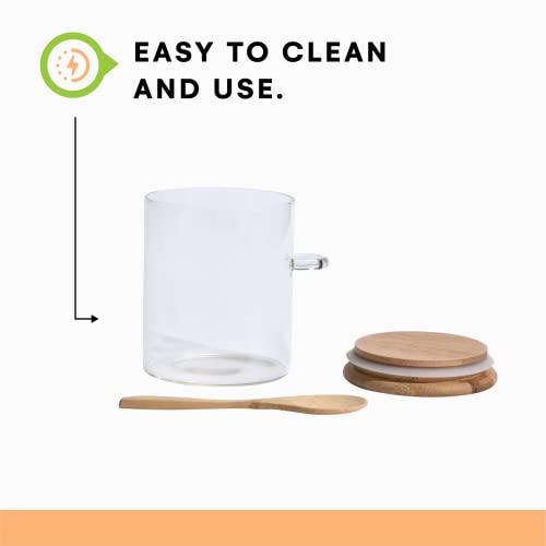 Prosumer's Choice Sugar Containers (4.9" X 3.3") for Countertop - Glass Jars for Food Storage with Bamboo Airtight Lid and Spoon - Clear Canisters for Salt, Coffee & Overnight Oats .