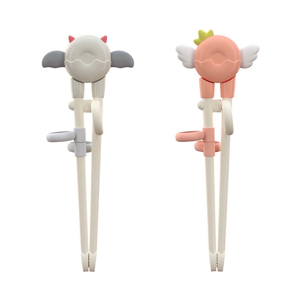 Houchu Learning Chopstick Cute Infant Tableware Silicone Safety Angel Children Practice Chopsticks Baby Eating Chopsticks(Angle)