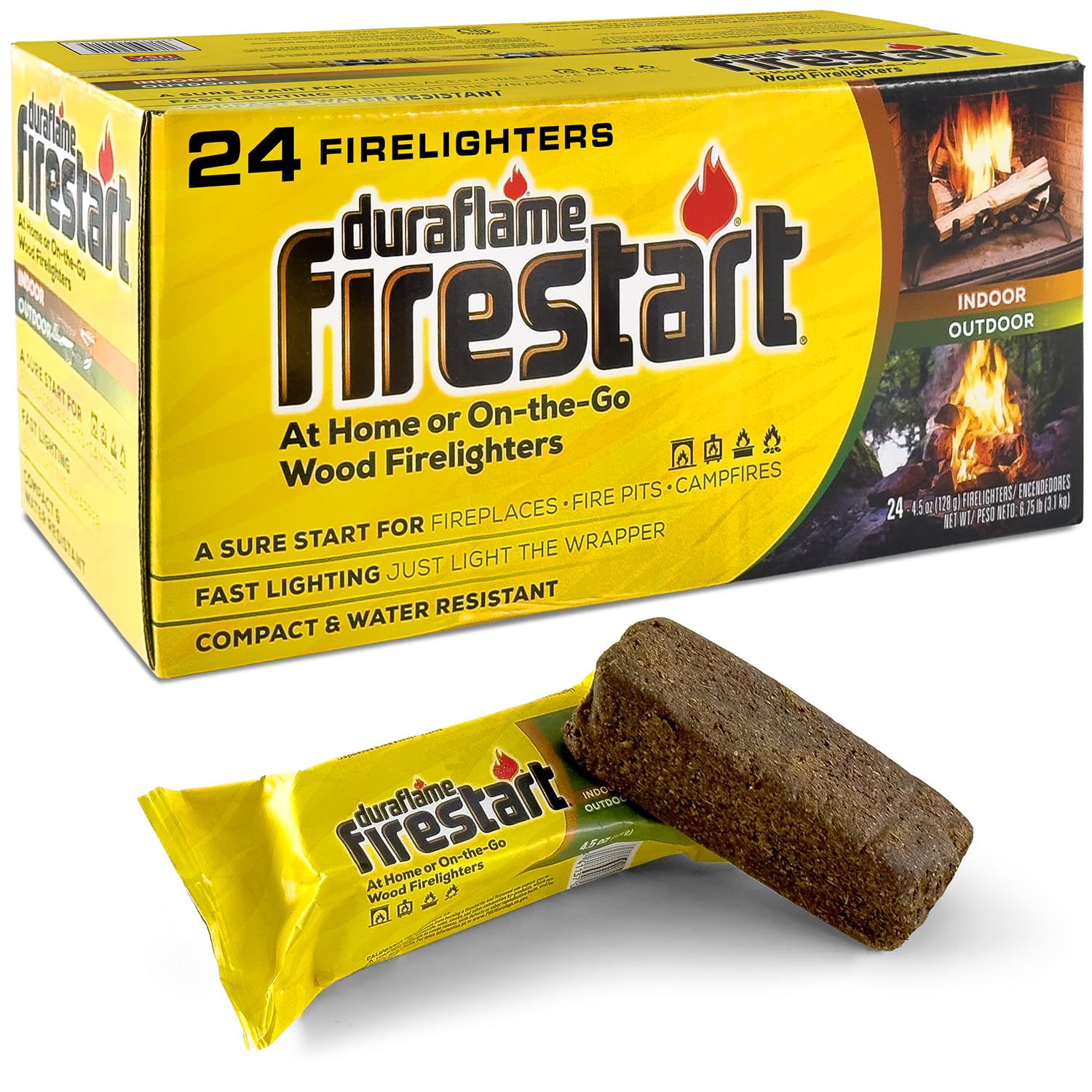 Fire Starter for Indoor and Outdoor Use - Quick Ignition Fire Logs for BBQ, Fireplace, Fire Pit and Campfires (24 Pack) - Fire Starters for Campfires
