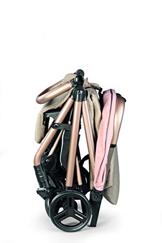 Peg Perego Selfie β Self-Folding, Light Weight, Compact Stroller β Compatible with All Primo Viaggio 4-35 Infant Car Seats - Made in Italy - Mon Amour (Beige, Pink, & Rose Gold)