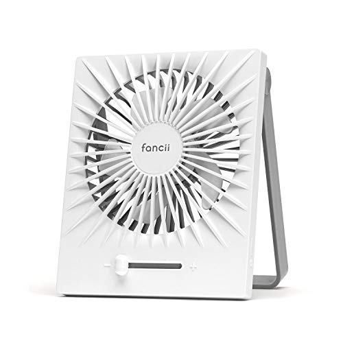 Fancii Portable Personal Desk Fan, Rechargeable Small USB Table Fan with Turbo Airflow, Whisper Quiet, Adjustable Stand - For Office or Travel (Brisé)