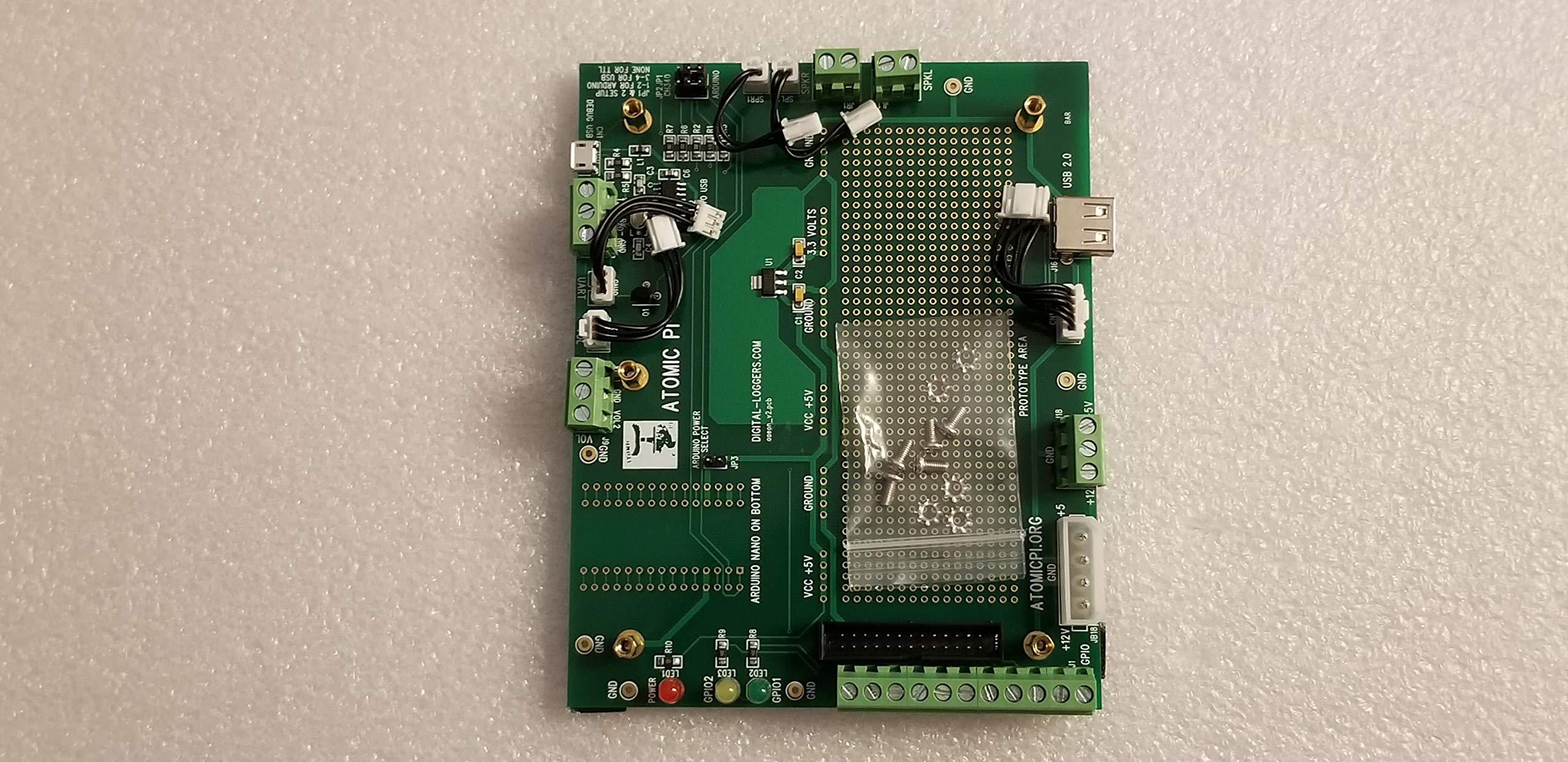 Digital Loggers, FullPower ShakaWorld Bundle: Atomic Pi with Full Breakout Board, Power Adapter and Female Barrel Jack Pigtail