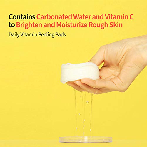 ETUDE Vita C Talk Peeling Pads (60pc) | Dual-Sided Daily Moisturizing Pads with Lemon Extract and Vitamin-C | Korean Skin Care