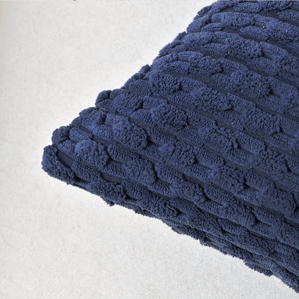 Fancy Homi 2 Packs Navy Blue Decorative Throw Pillow Covers 18x18 Inch for Couch Bed Sofa, Modern Farmhouse Boho Home Decor, Soft Cute Plush Corduroy Cushion Case 45x45 CM