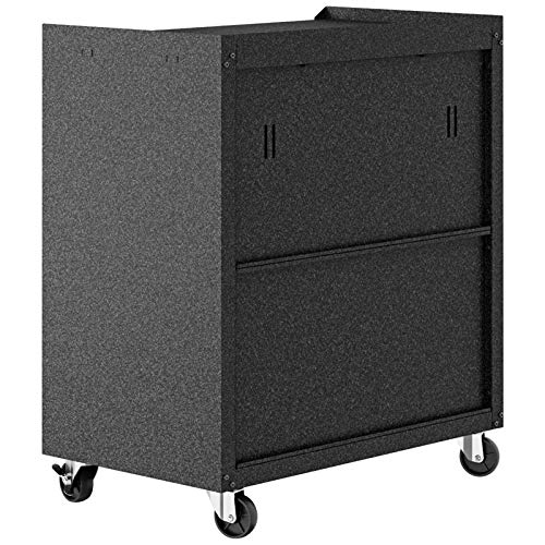 Pemberly Row Space Saving Metal 3 Piece Garage Storage Set with Two Mobile Cabinets with Drawer and 72" W Worktable