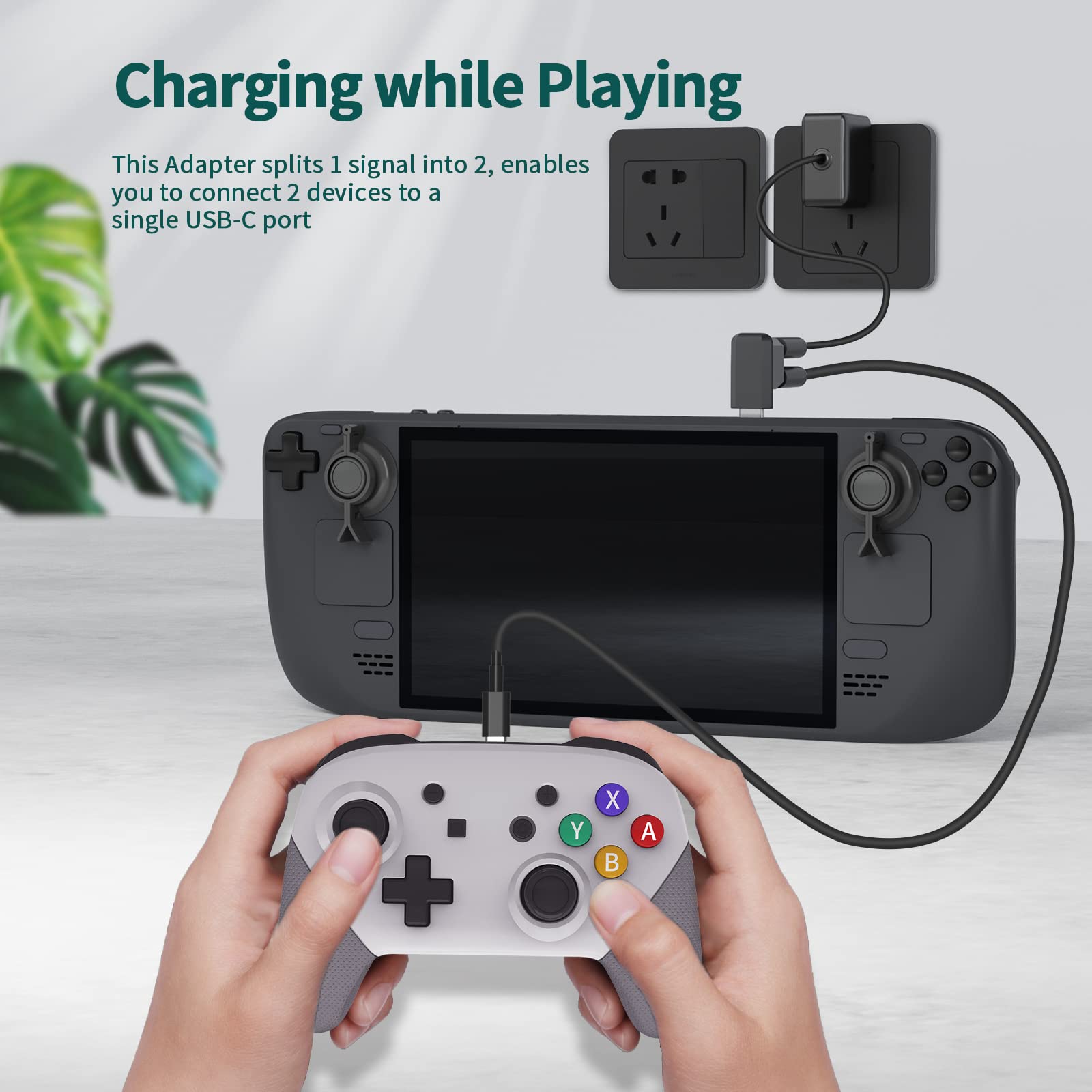 JOYTORN Joystick Guards Bundle with 6 Joystick Protecitve Holder,1 Kickstand,1 90 Degree USB C Male To Dual USB C Adapter