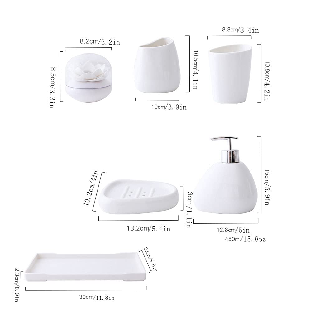 GRFIT Soap Dispenser Nordic Marble Pattern Ceramic Bathroom Accessories Set,7-Piece Bathroom Sets Soap Dispenser Toothbrush Holder Soap Dish Tumblers Swab Box and Tray Bathroom Soap Dispenser
