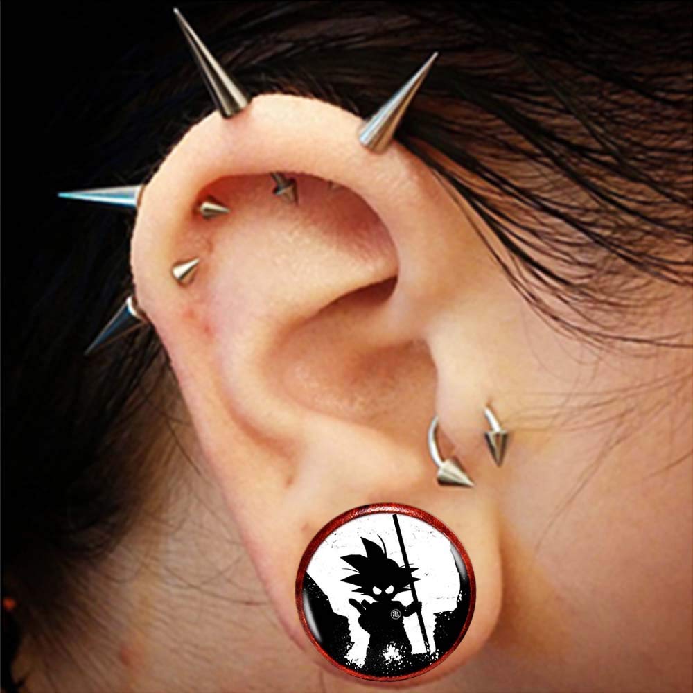 FLYUN Wood Ear Gauges Plugs Women Ear Stretcher Expander 8mm-25mm 0 00-1'' Anime Double Flared Saddle Plugs Piercing Men (0G (8mm))