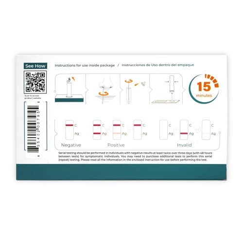 ImmuView COVID-19 Antigen Home Test, FDA EUA at-Home Self Test, Non-invasive Nasal Swab, Easy to Use and Results Within 15 Minutes (1 Pack, 2 Tests Total)