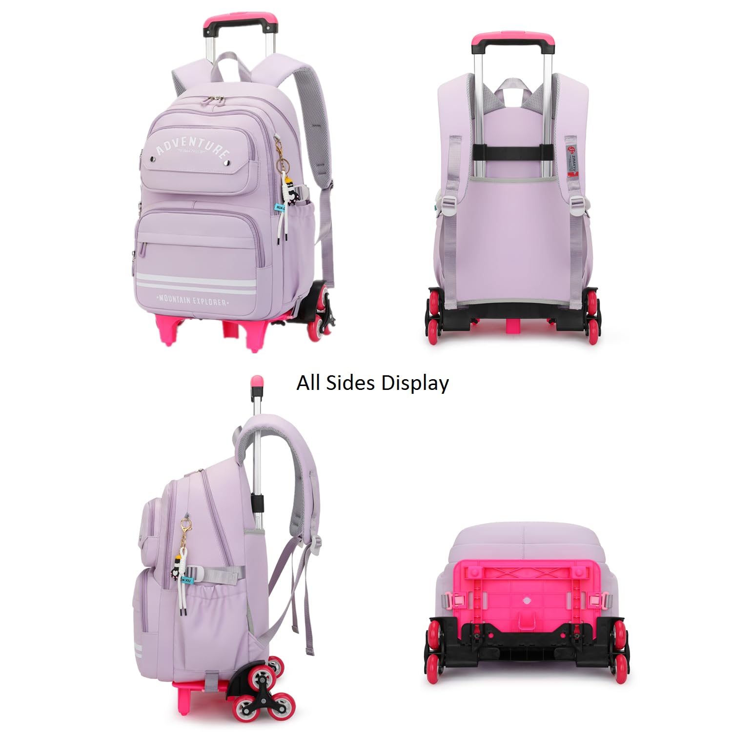 ETAISHOW Rolling Backpack for Girls Wheeled Bag Kids Trolley School Bag Roller Bookbag with Wheels Water-Resistant
