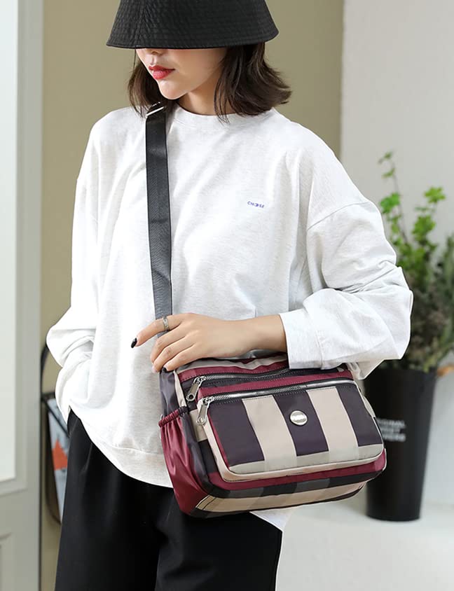 HANDAFA Plaid Shoulder Handbag With Adjustable Strap Large Capacity Hipster Crossbody Purse For Women(Red)