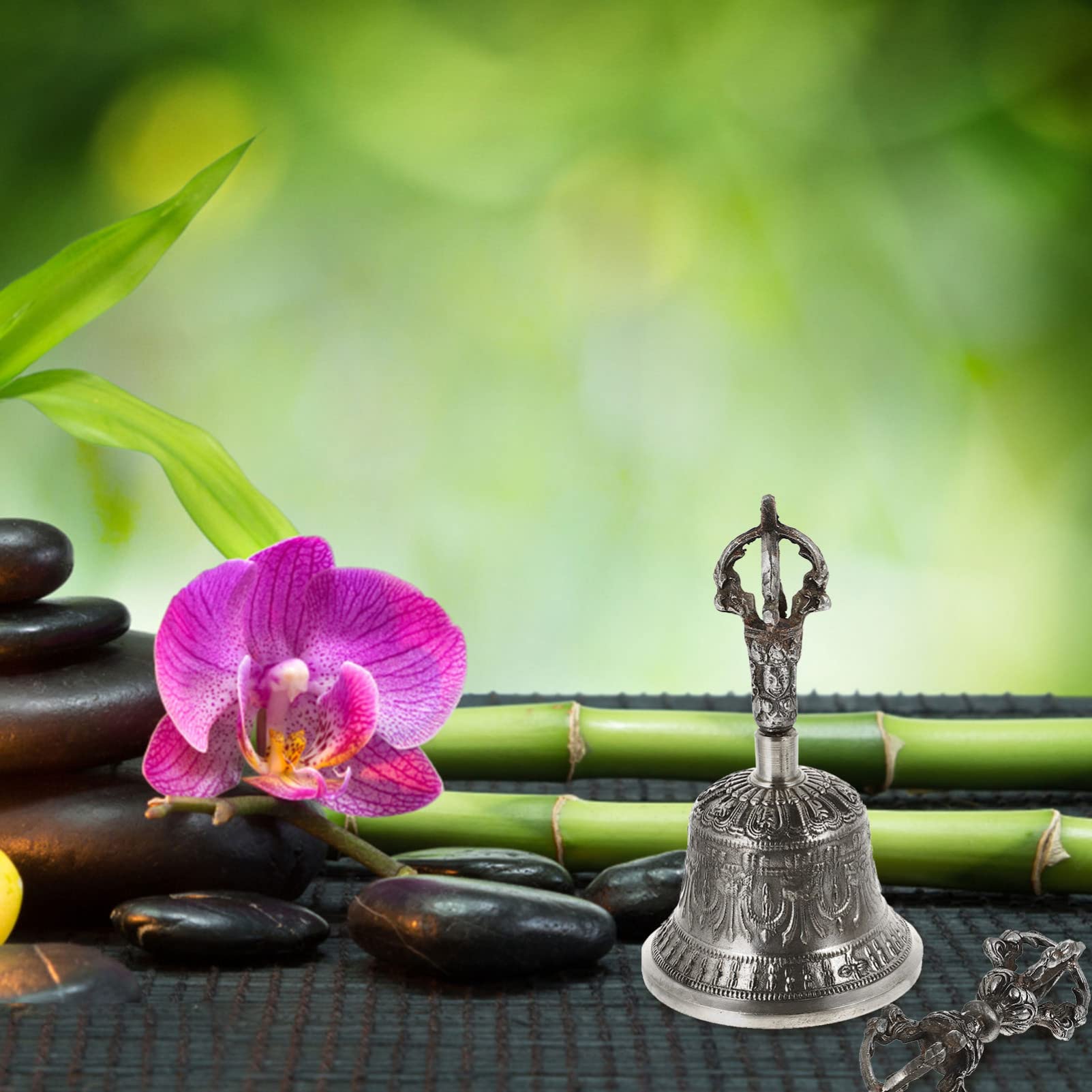 Generic 1 Set Brass Vajra Bell Copper Vajra Bell Traditional Buddhism Hand Bell Hand- Made Bell Decoration