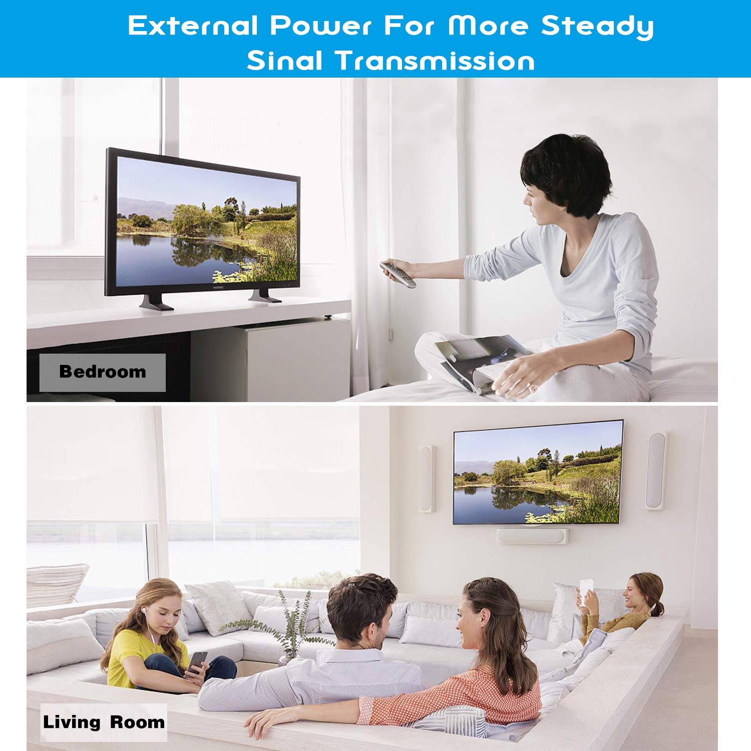 Enbuer 1x2 HDMI Splitter, 1 in 2 Out HDMI Splitter Audio Video Distributor Box Support 3D & 4K x 2K Compatible for HDTV, STB, DVD, Projector Etc